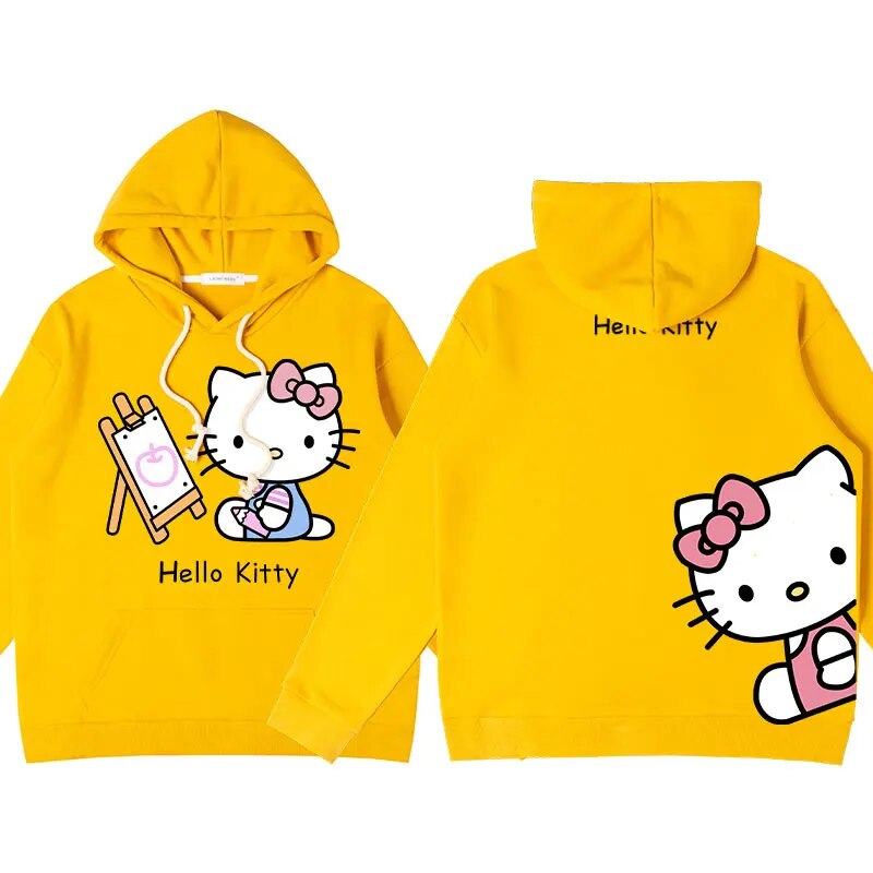 Hello Kitty Sanrio Hoodie Women's Spring And Autumn Coat Cartoon Print ...