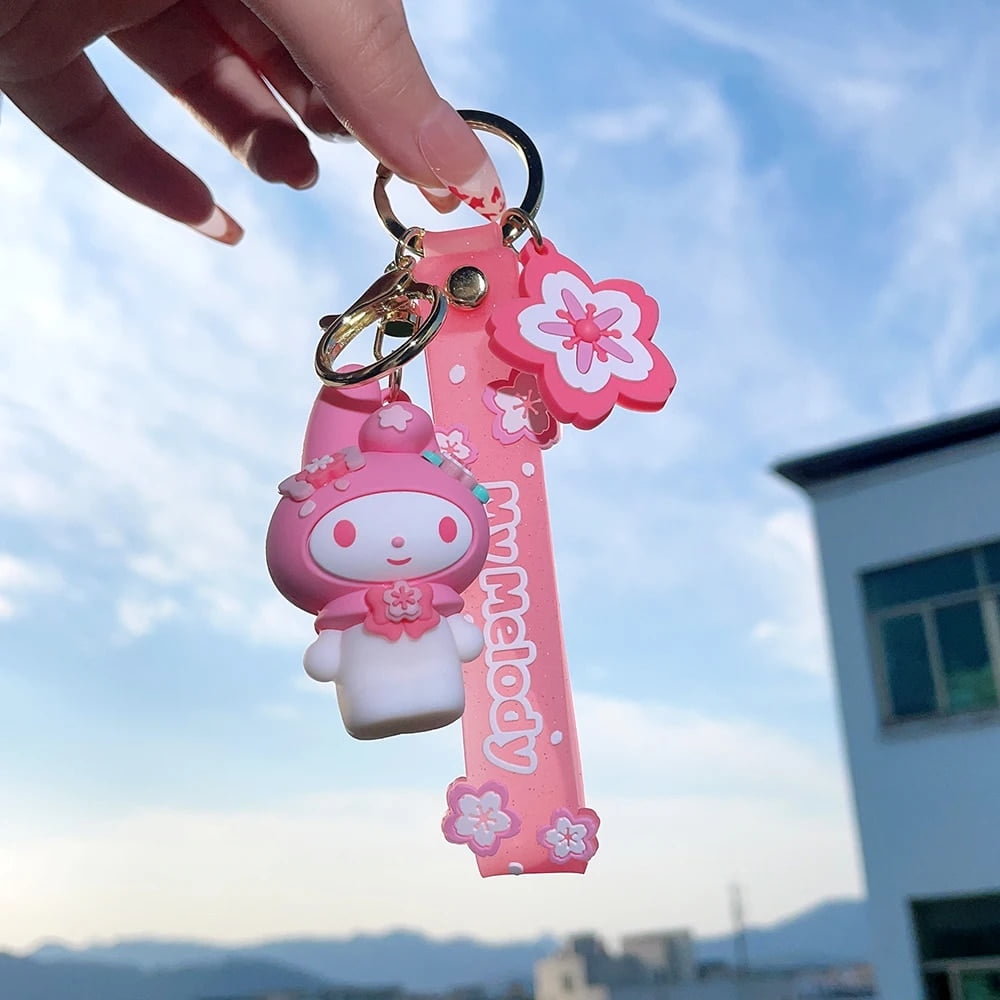 Hello Kitty Sanrio Keychain Cute Cinnamoroll Kuromi Keyring My Melody ...