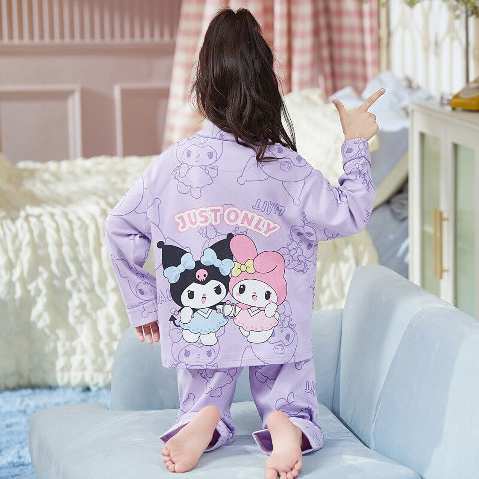 Hello Kitty Sanrio Kids Long Sleeve Pajamas Set Cute Kuromi Autumn ...