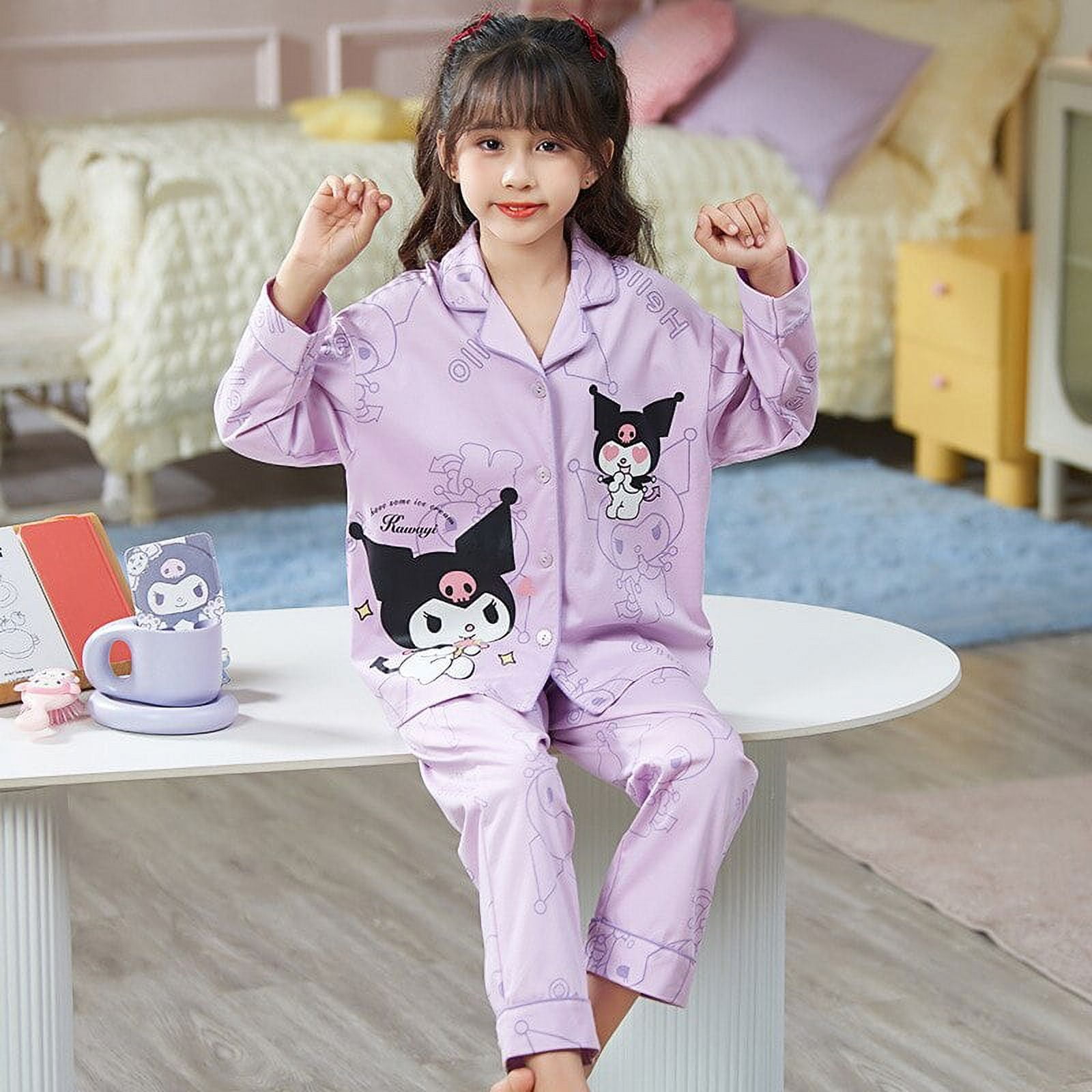 Hello Kitty Sanrio Kids Long Sleeve Pajamas Set Cute Kuromi Autumn ...