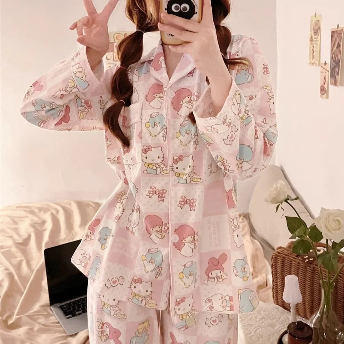 Hello Kitty Sanrio Pajamas Sweet Women's Pyjama Set Spring Autumn ...