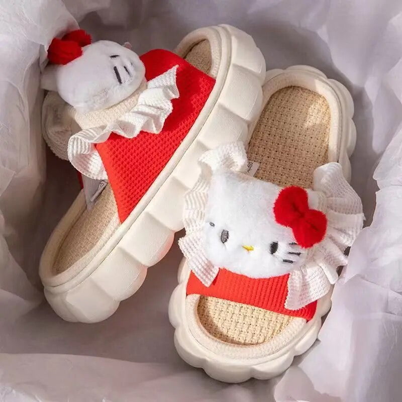 Hello Kitty Sanrio Plush Slippers Kawaii Cute Cartoon Student Autumn ...