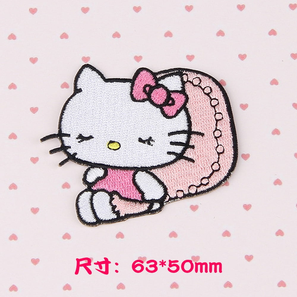 Hello Kitty Sanrio Self Adhesive Girl Embroidery Cloth Patch Size Cartoon Kawaii Fashion Clothes ...