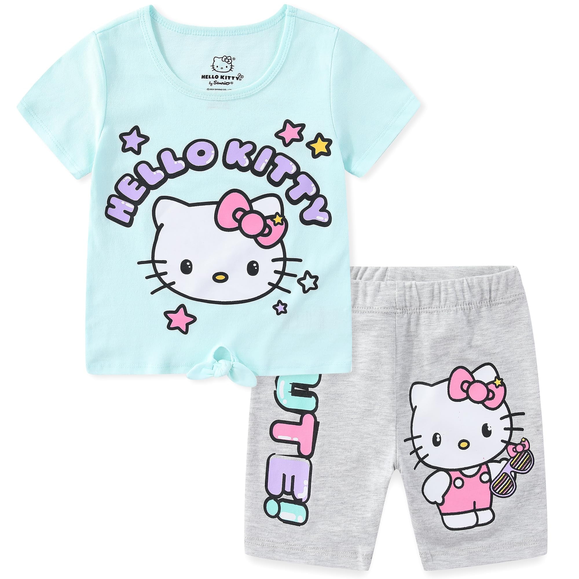 Hello Kitty Sanrio Short Sleeve T-Shirt & Bike Shorts (Girls), 2 Piece ...