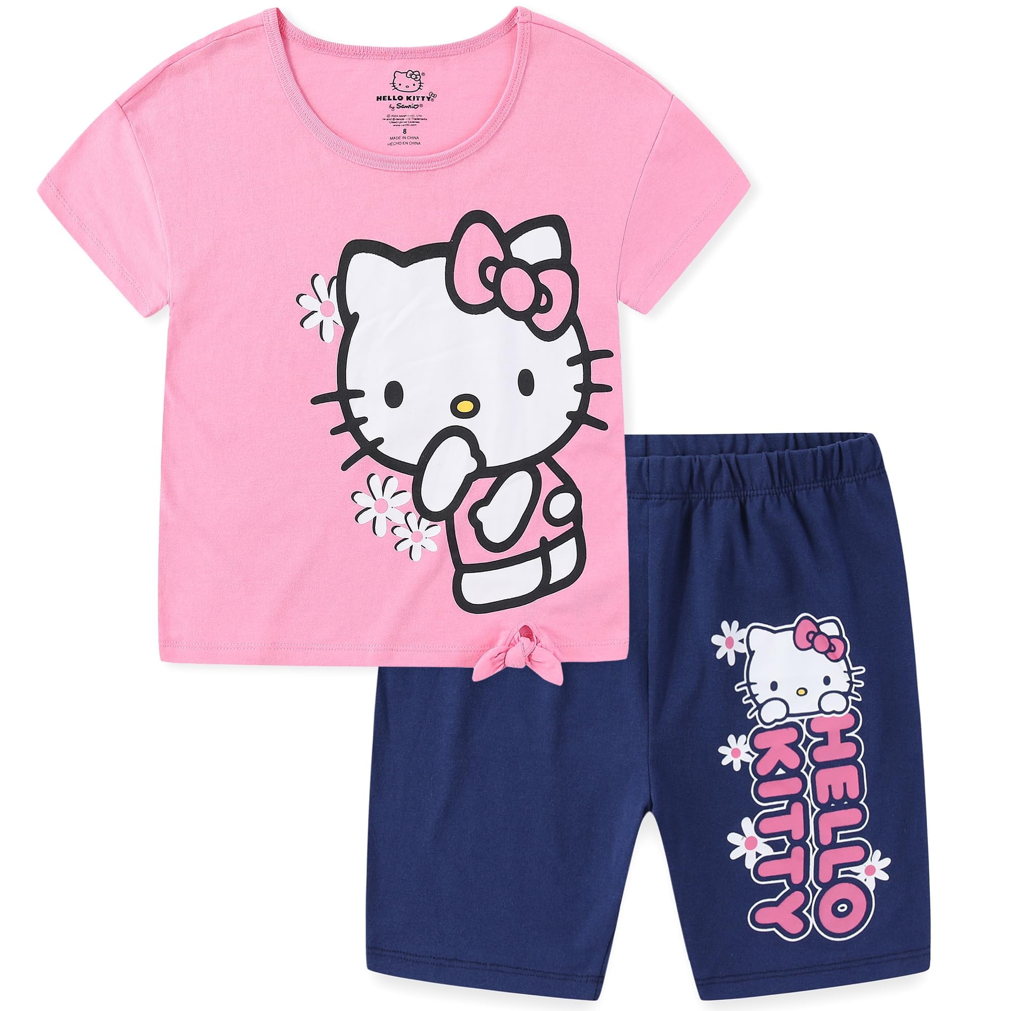 Hello Kitty Sanrio Short Sleeve T-Shirt & Bike Shorts (Girls), 2 Piece ...