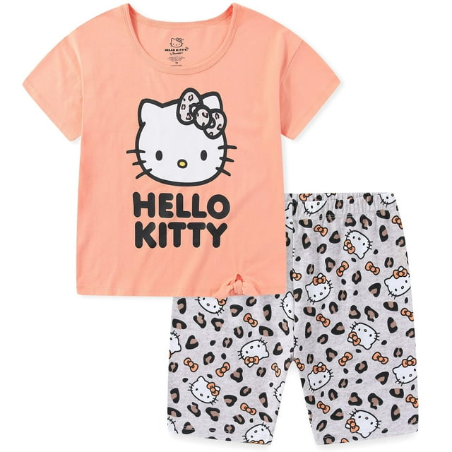 Hello Kitty Sanrio Short Sleeve T-Shirt & Bike Shorts (Girls), 2 Piece Set, Sizes 4-12 - Walmart.com