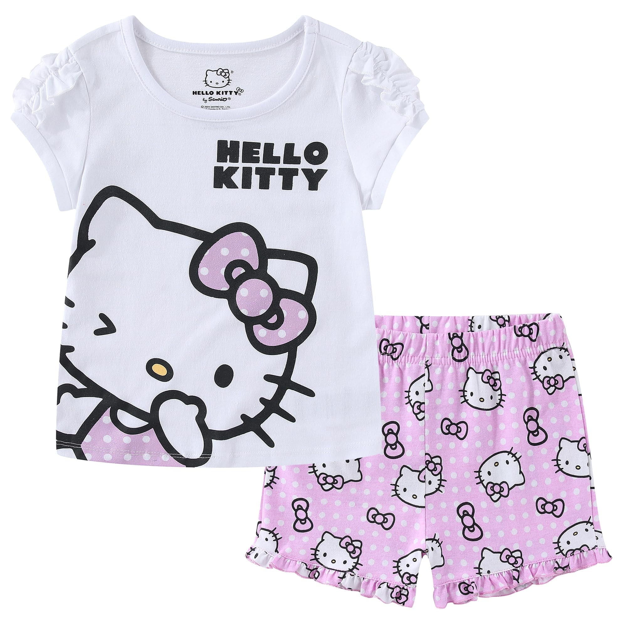 Hello Kitty Sanrio Short Sleeve T-Shirt and Shorts (Girls), 2 Piece Set ...
