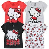 Hello Kitty Sanrio Short Sleeve T-shirt (Girls), 4 Pack, Sizes 4-12 ...