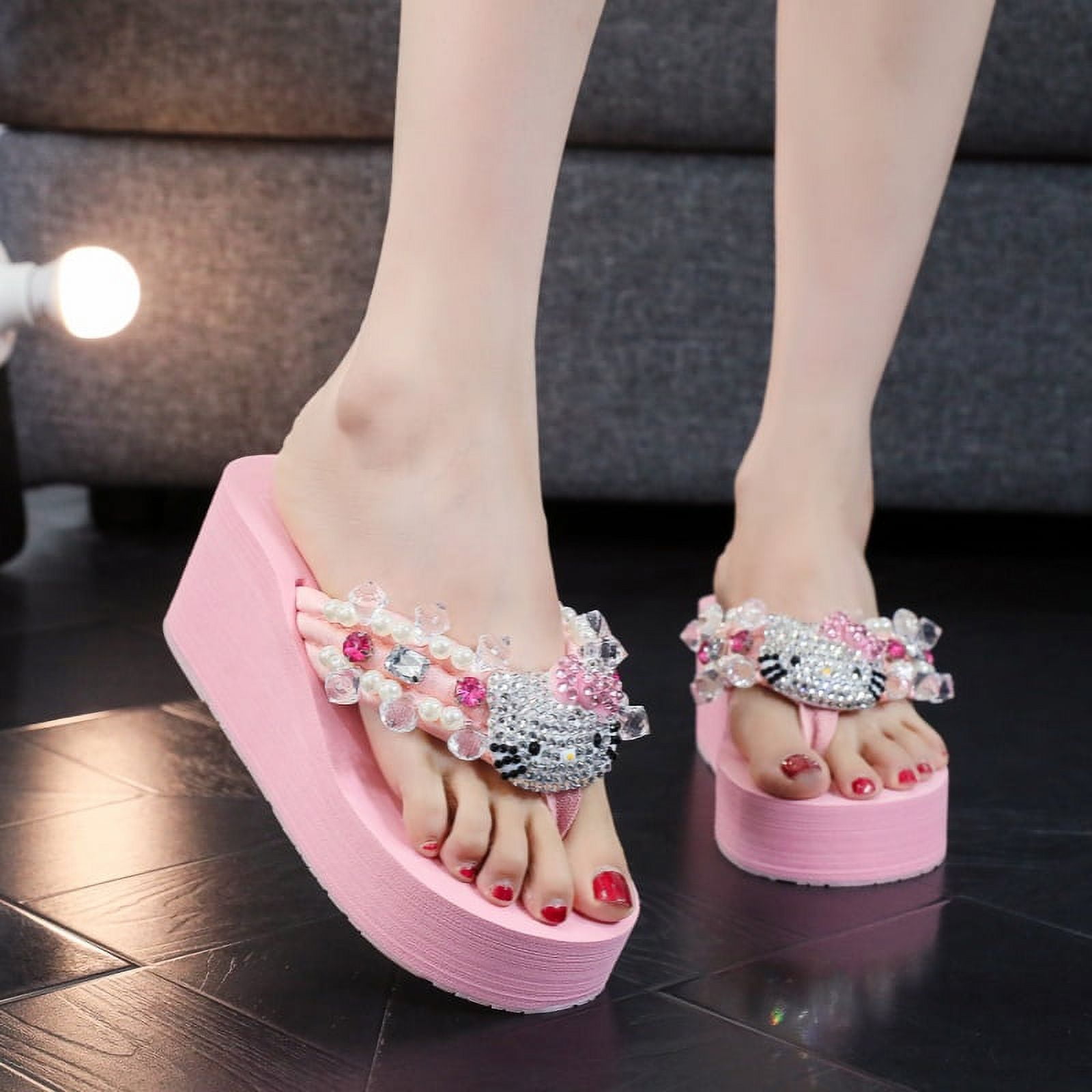 Hello Kitty Sanrio Soft Flip Flop Sandals Y2k Beach Slides Shoes Summer ...