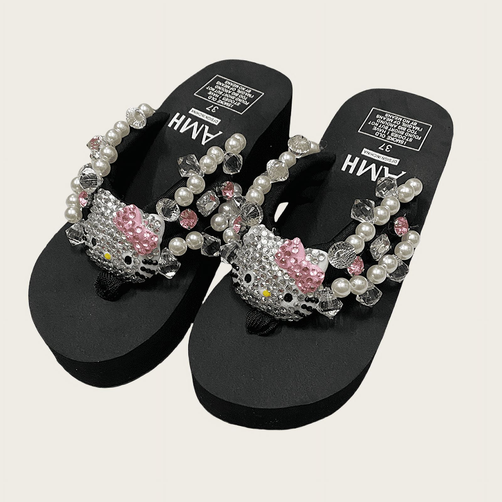 Hello Kitty Sanrio Soft Flip Flop Sandals Y2k Beach Slides Shoes Summer ...