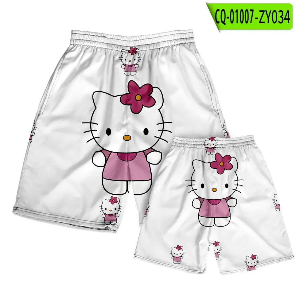 Hello Kitty Sanrio Versatile Loose Trendy Casual Beach Women Wide Pants ...