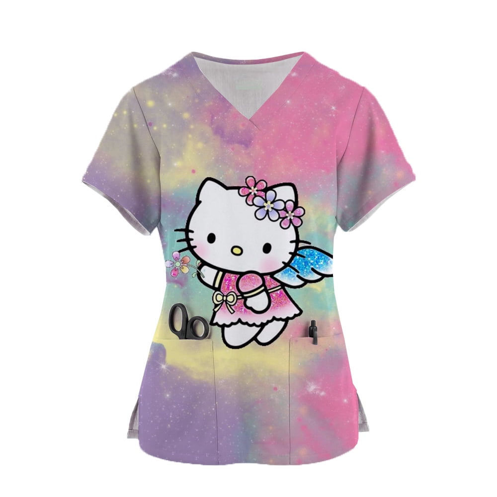 Hello Kitty Sanrio Woman Nurse Uniform 3D Print T-shirt Summer Short ...