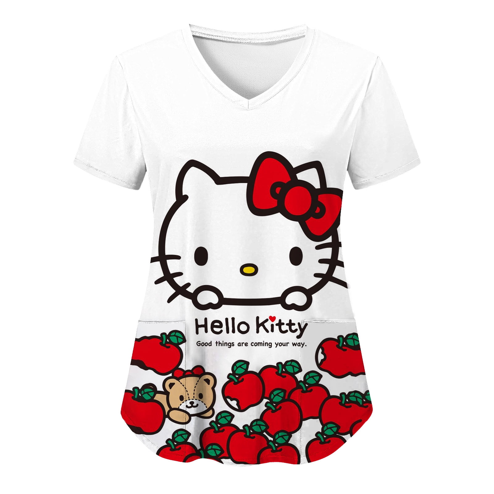 Hello Kitty Sanrio Woman Nurse Uniform 3D Print T-shirt Summer Short ...