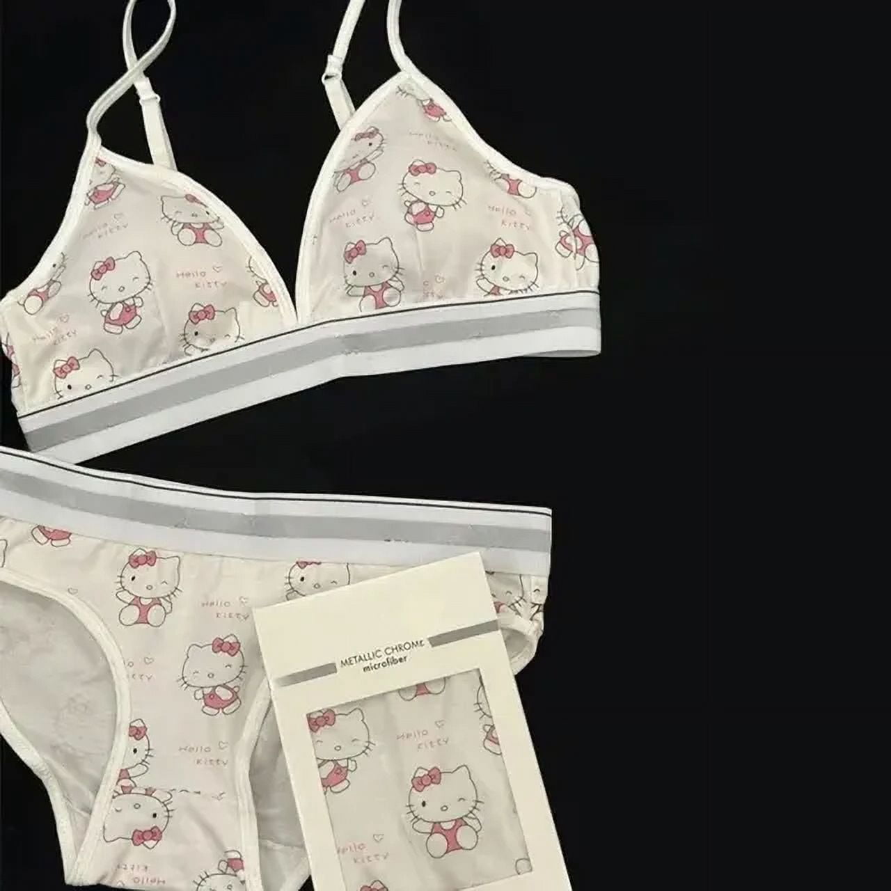 Hello Kitty Sanrio Women Bra Set Sexy Cotton Thongs Kawaii Cartoon Bra
