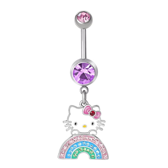 Hello Kitty Sanrio Womens 14G Belly Button Ring - Stainless Steel Belly ...