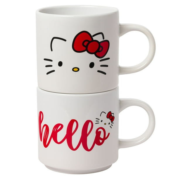 Hello Kitty Script Face Ceramic Mug Stack, 2 Pack, 13 oz - Walmart.com