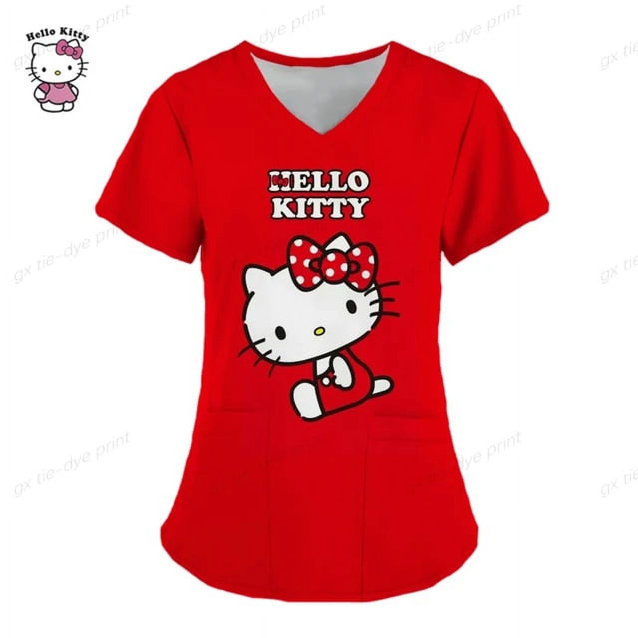 Hello Kitty Scrubs Medical Uniforms Woman Hello Kitty Cartoon Printed ...