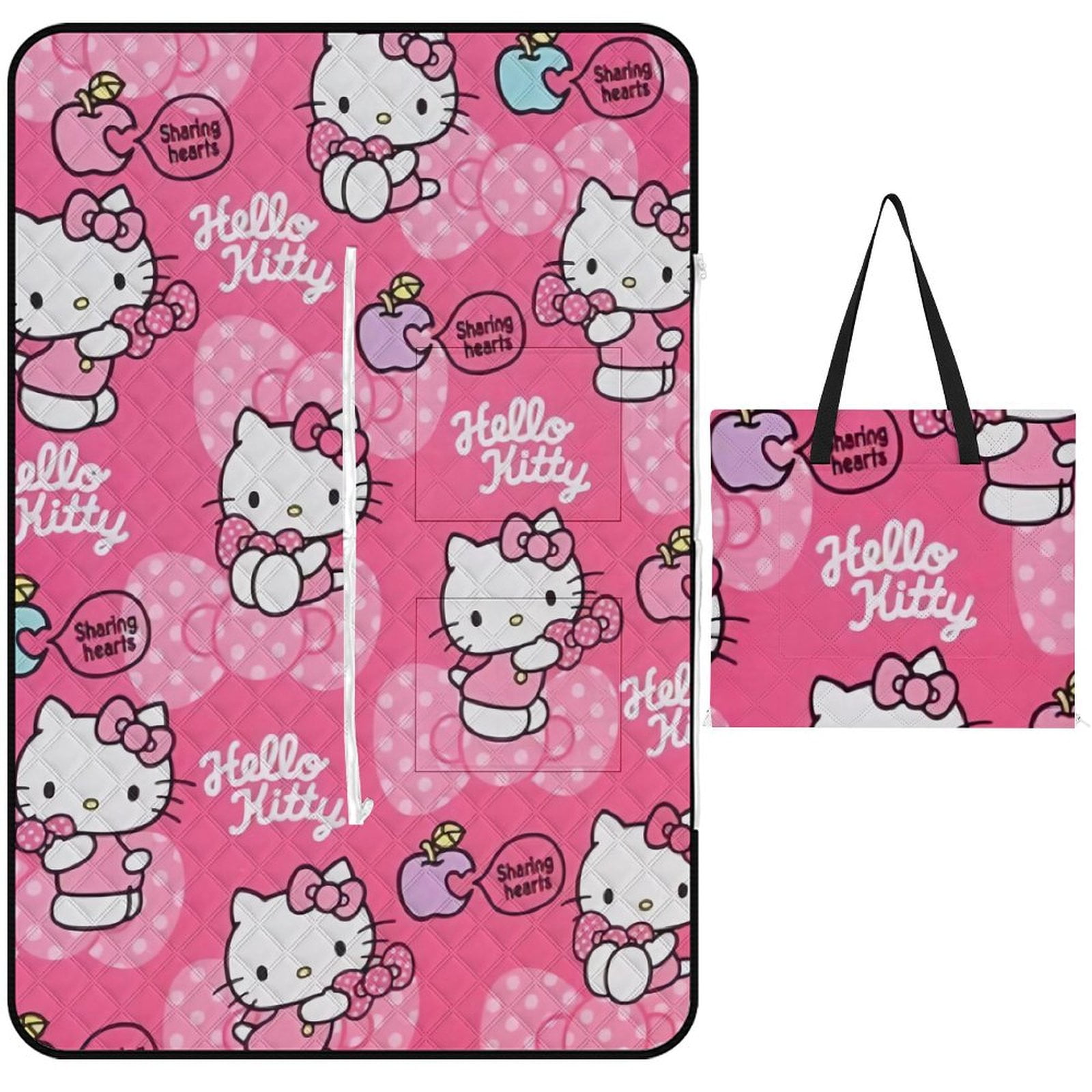 Hello Kitty Sharing Hearts Hello Extra Large Picnic Blanket Waterproof ...