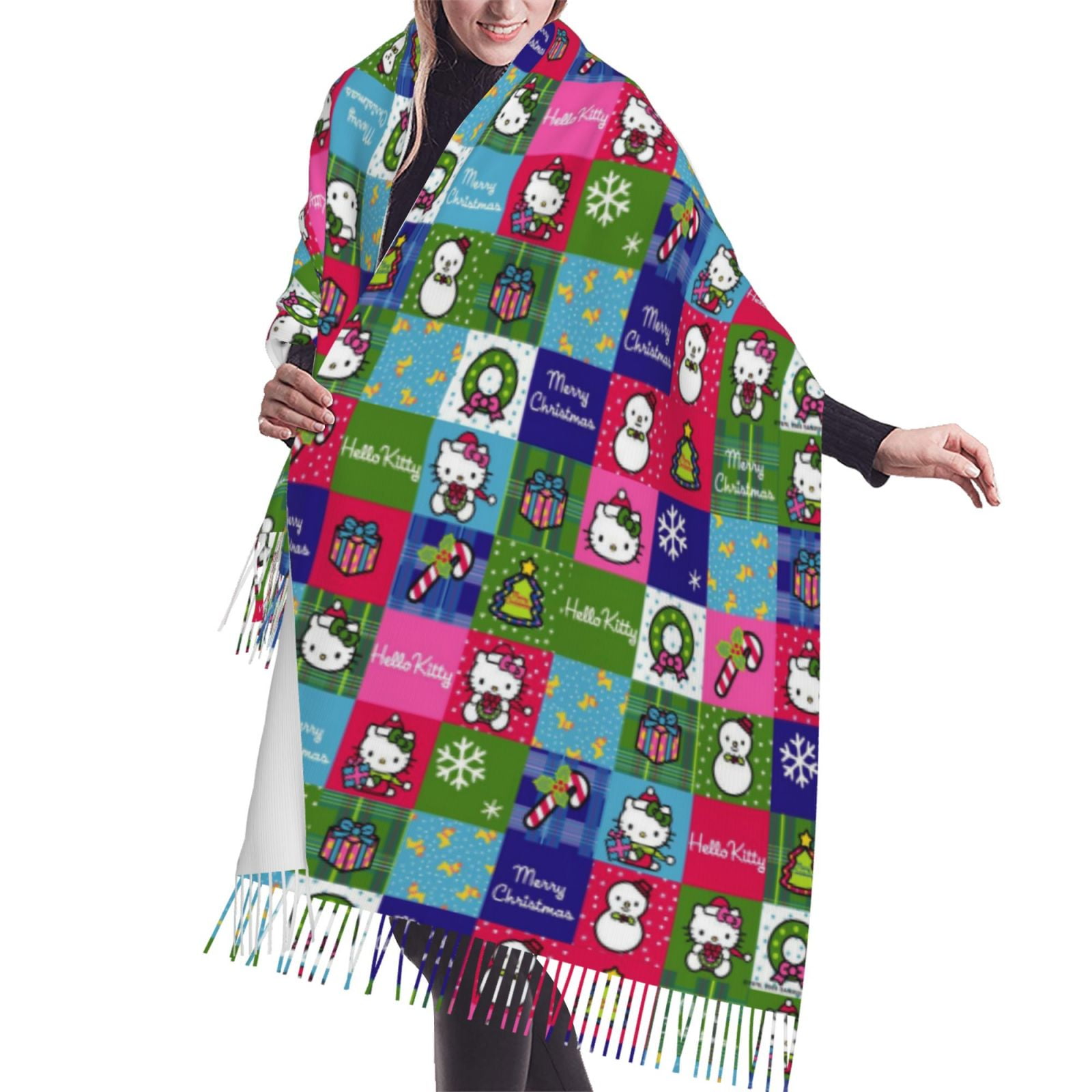 Hello Kitty Shawl Wrap for Womens Winter Warm Long Soft Scarf Pashmina ...