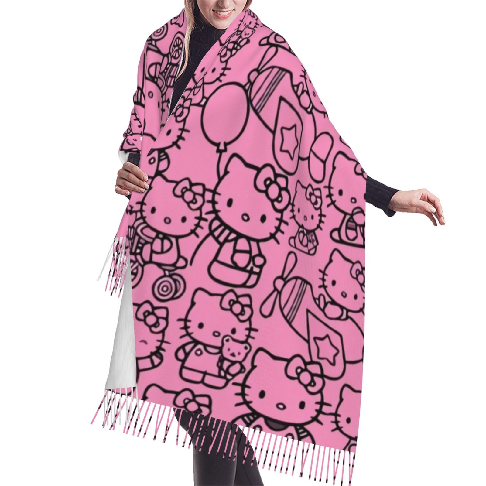 Hello Kitty Shawl Wrap for Womens Winter Warm Long Soft Scarf Pashmina ...