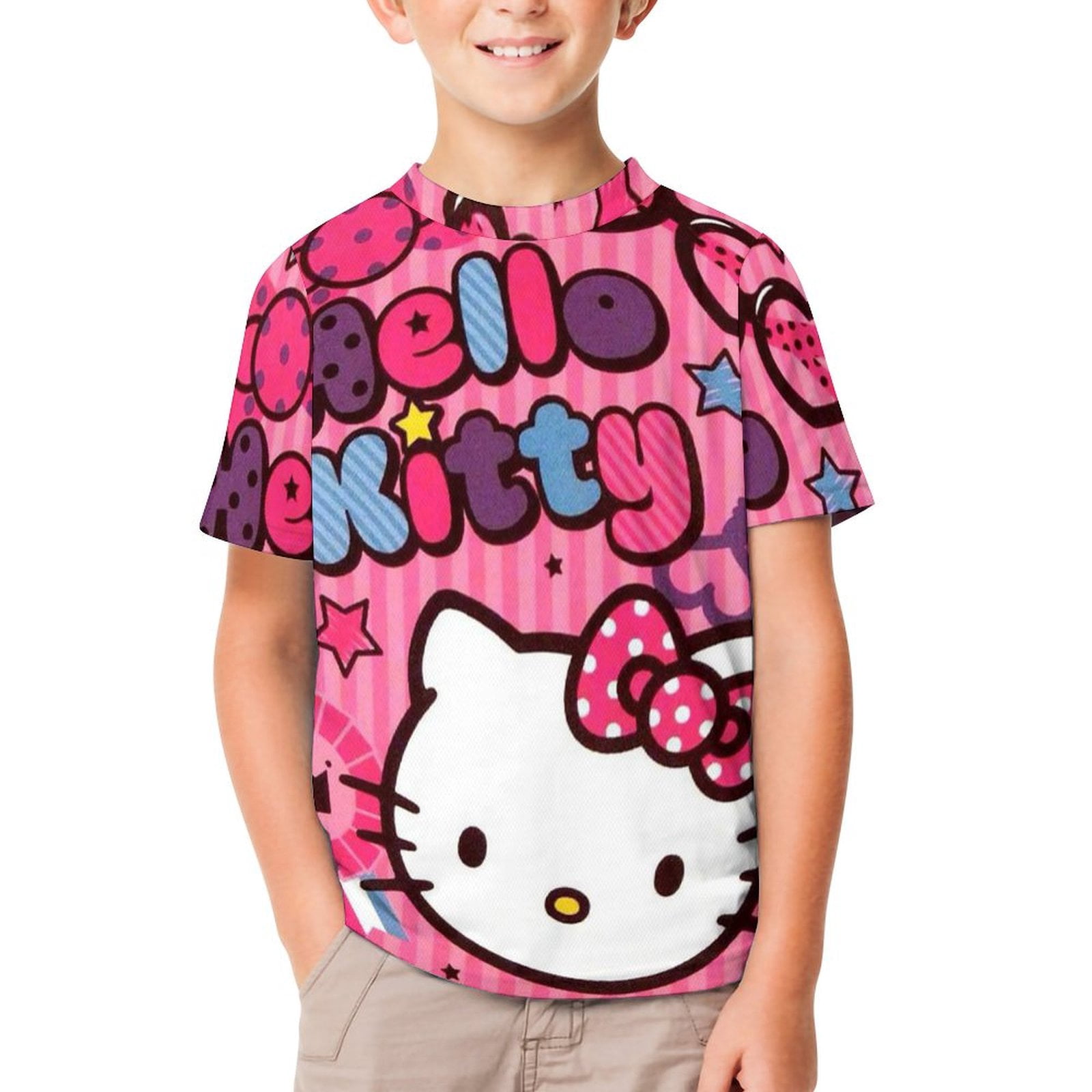 Hello Kitty Shirt for Girls Graphic Tees Boys Short Sleeve Crewneck ...