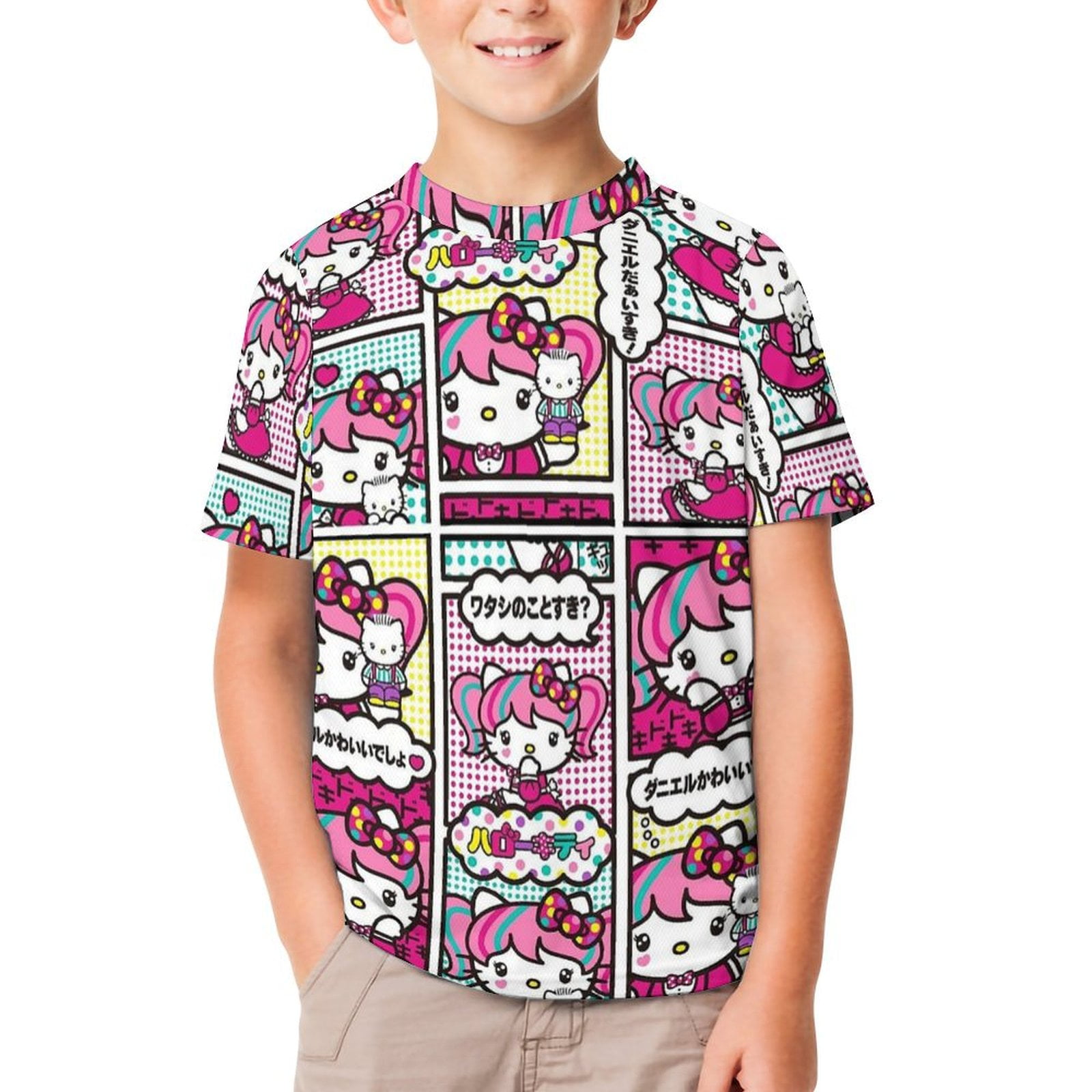 Hello Kitty Shirt for Girls Graphic Tees Boys Short Sleeve Crewneck ...