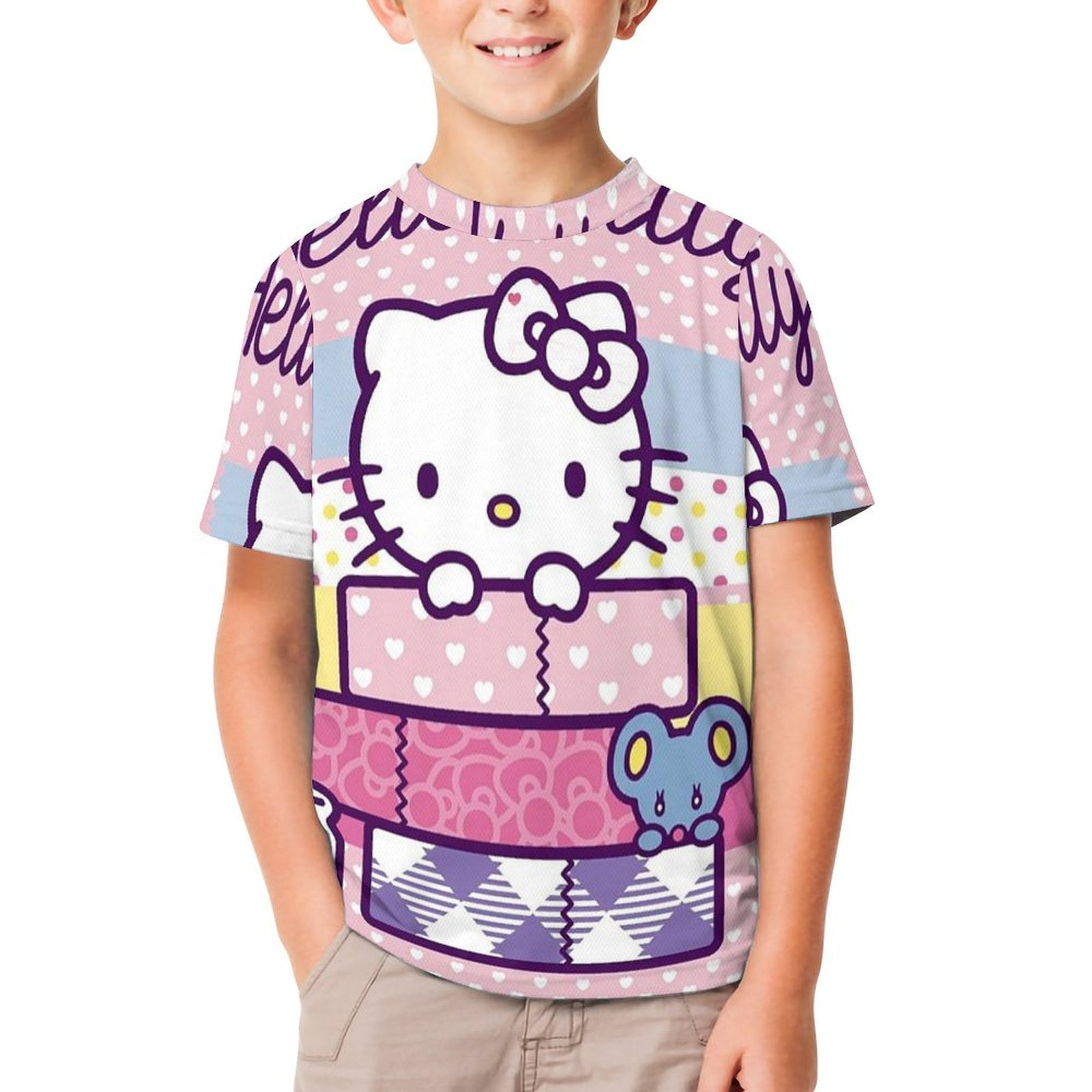 Hello Kitty Shirt for Girls Graphic Tees Boys Short Sleeve Crewneck ...