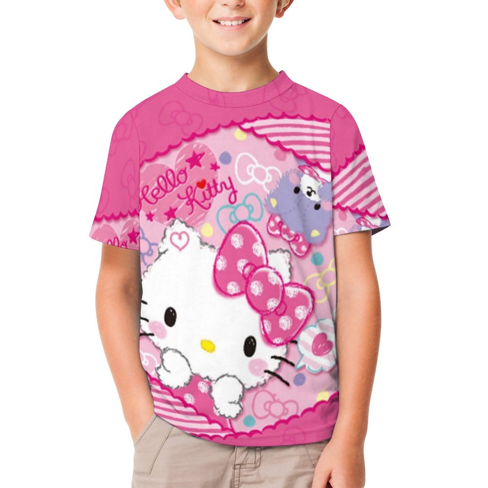 Hello Kitty Shirt for Girls Graphic Tees Boys Short Sleeve Crewneck ...