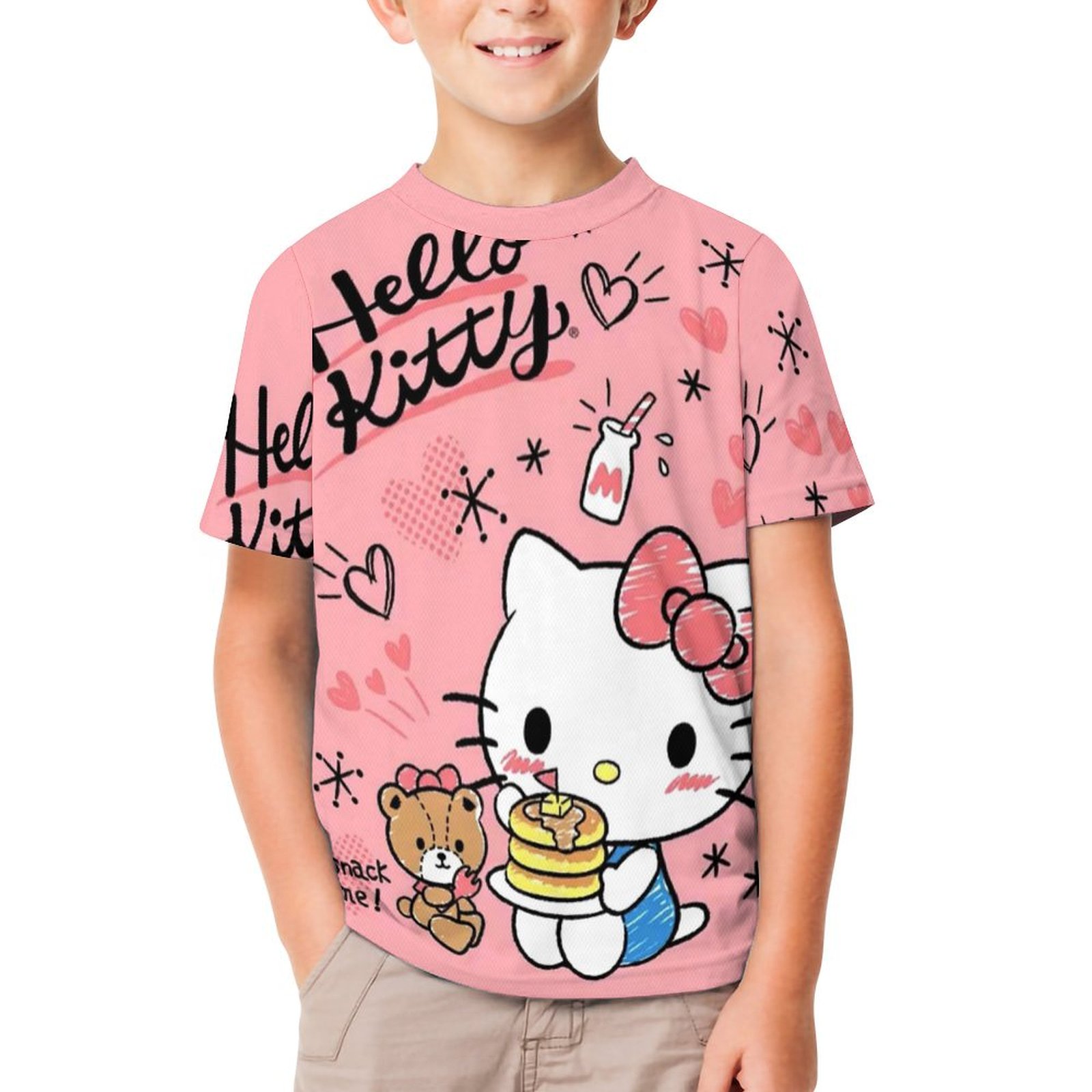 Hello Kitty Shirt for Girls Graphic Tees Boys Short Sleeve Crewneck ...