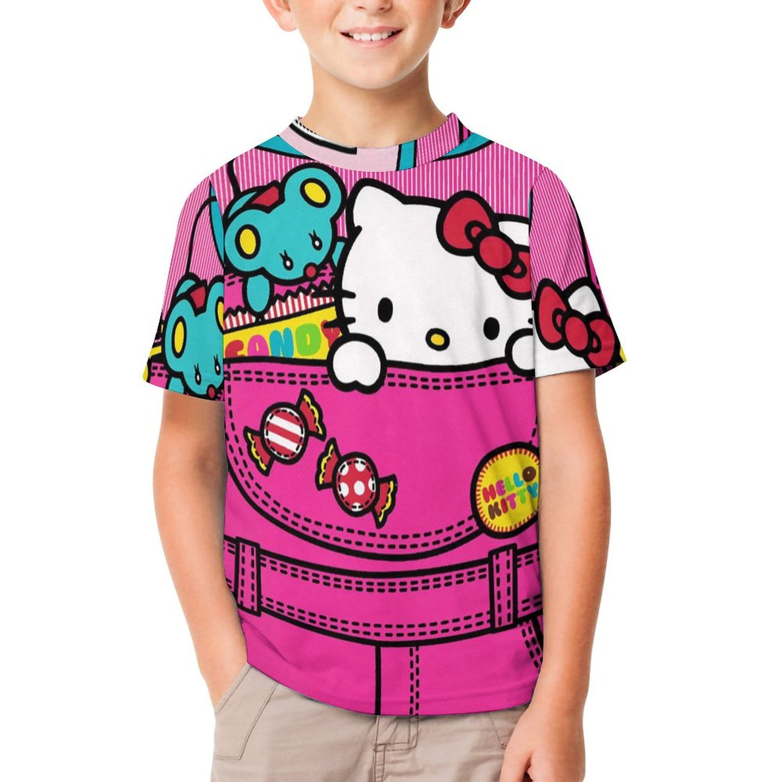 Hello Kitty Shirt for Girls Graphic Tees Boys Short Sleeve Crewneck ...