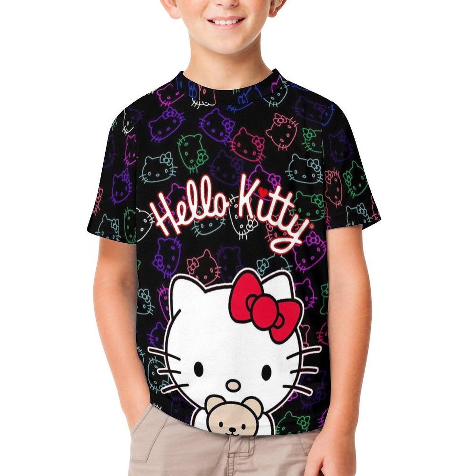 Hello Kitty Shirt for Girls Graphic Tees Boys Short Sleeve Crewneck ...