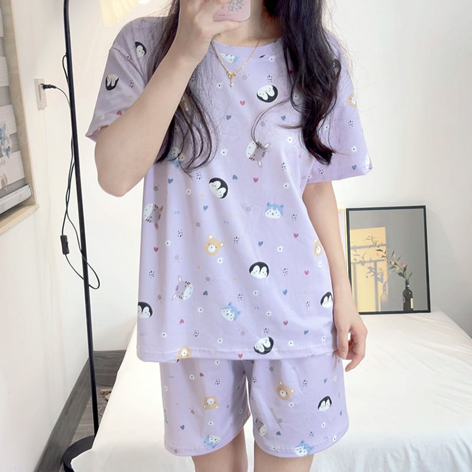 Hello Kitty Short Pajamas Set Anime Cartoon Kawaii Cinnamoroll Print ...