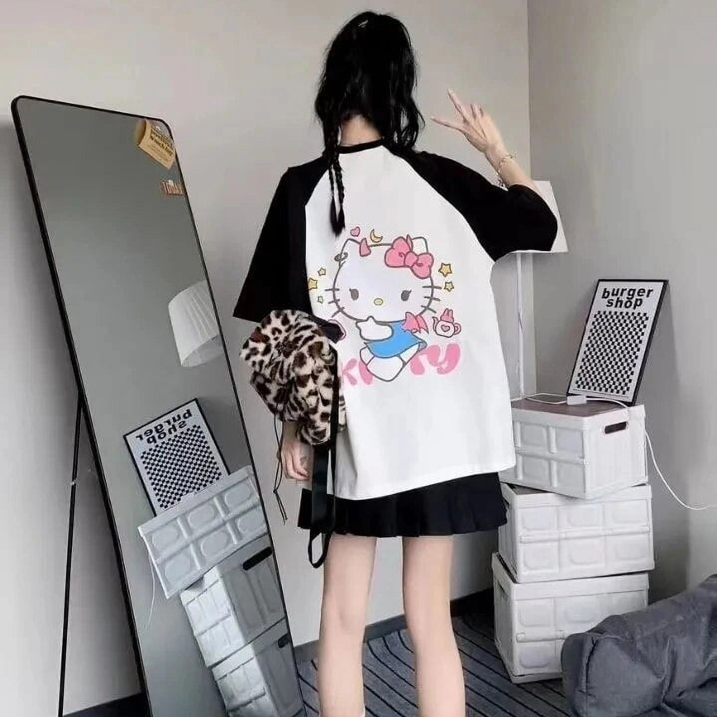 Hello Kitty Short Sleeve TShirt for Women Casual Loose Korean Fashion ...