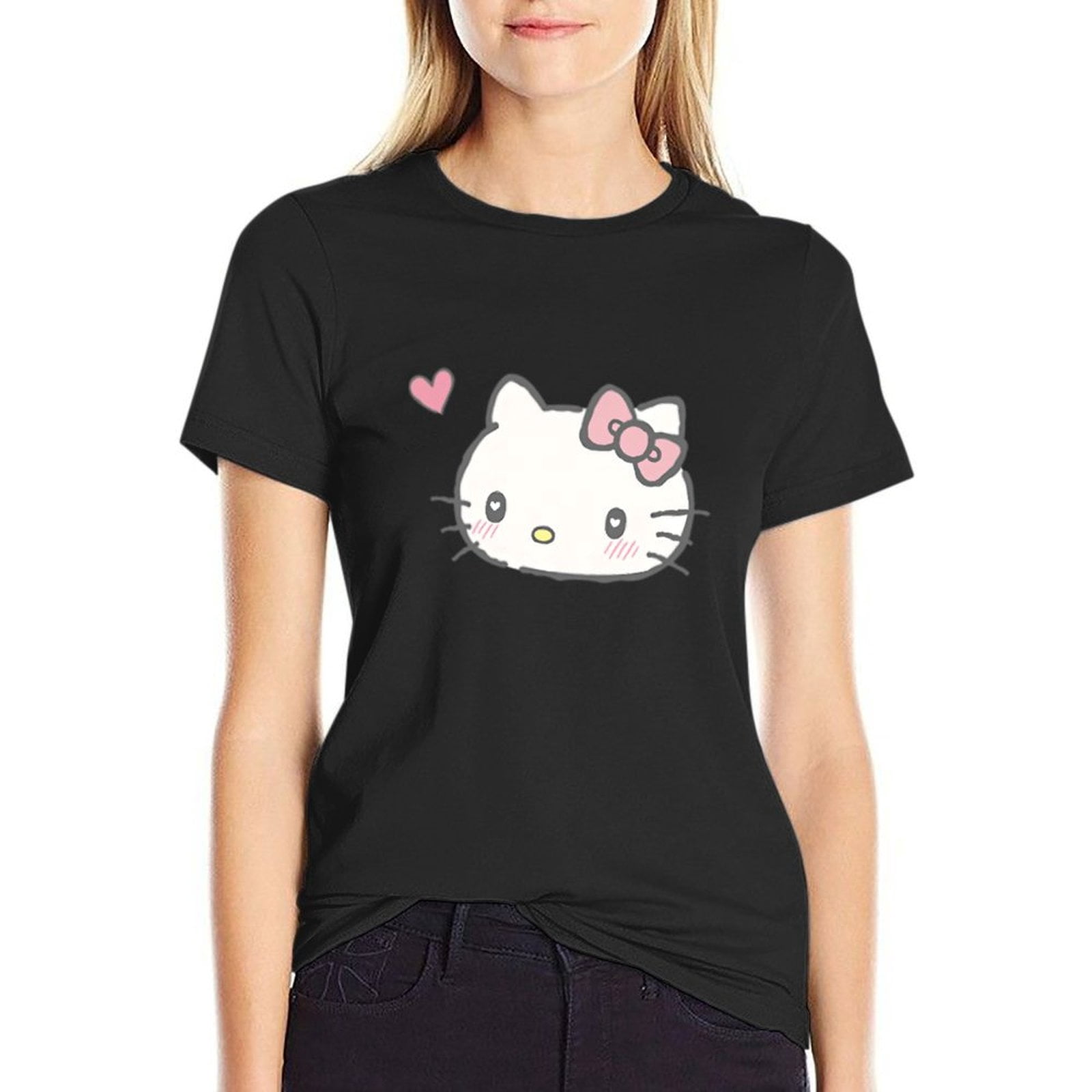 Hello Kitty Short-sleeved Round Neck Cartoon for Women - Walmart.com