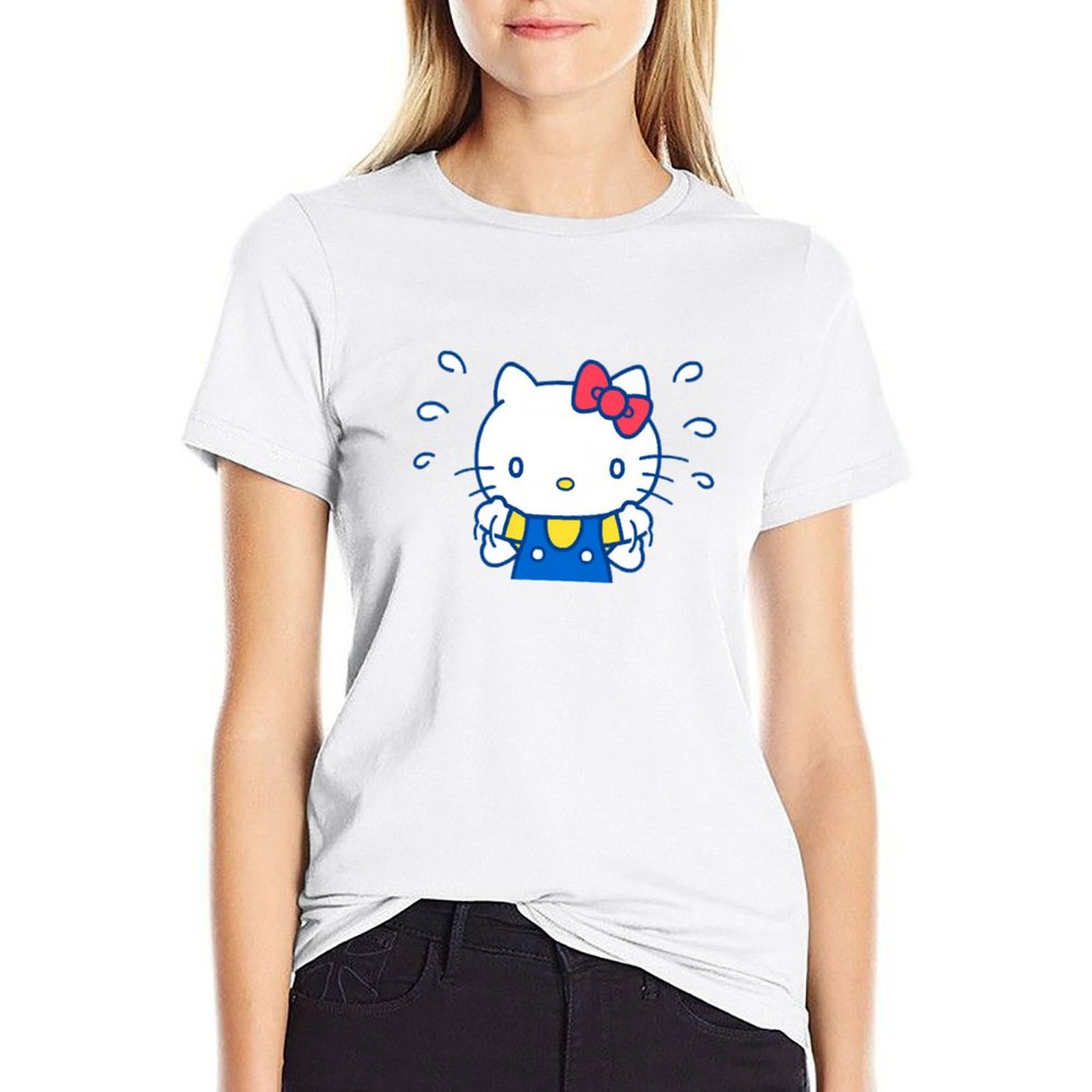 Hello Kitty Short-sleeved Round Neck Cartoon for Women - Walmart.com
