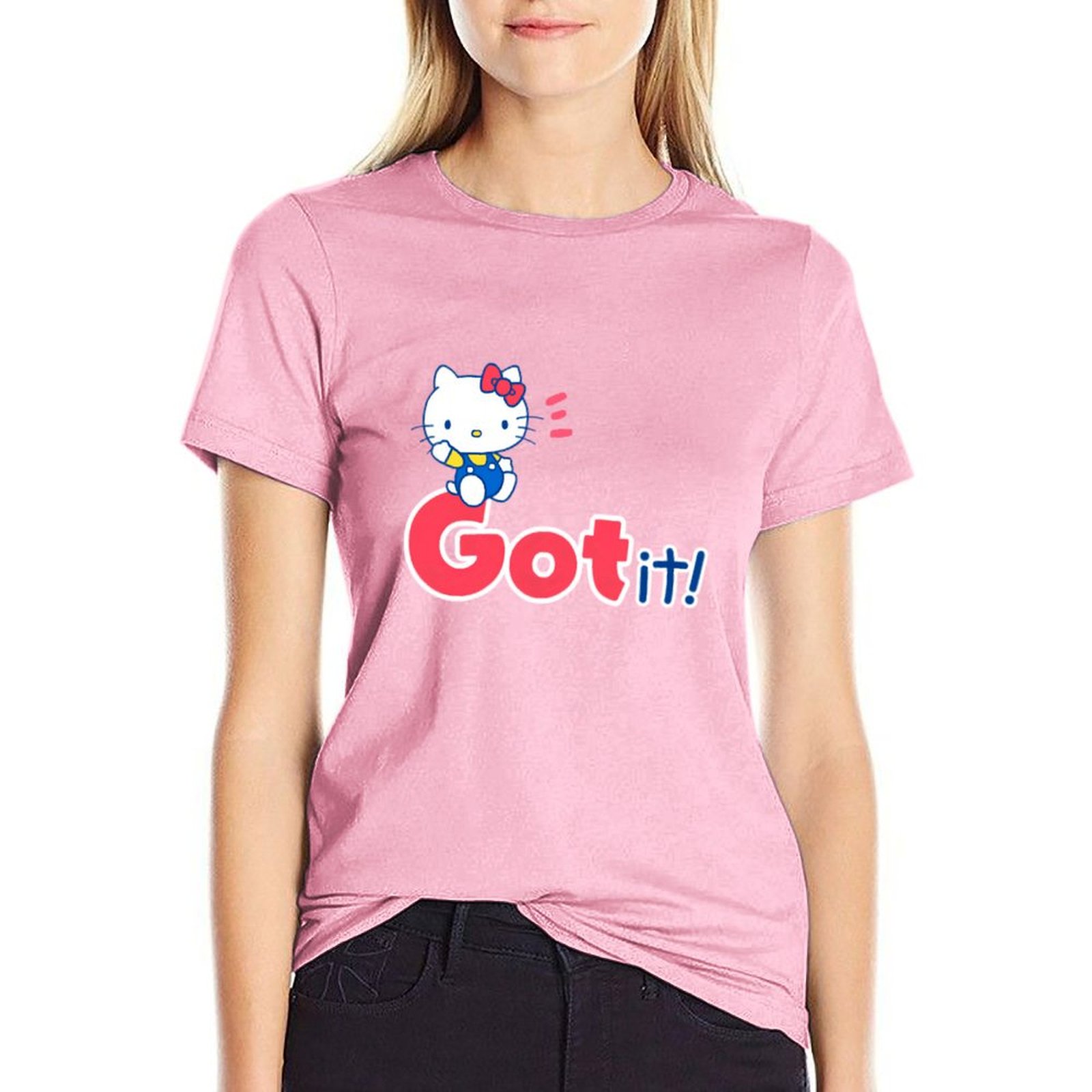 Hello Kitty Short-sleeved Round Neck Cartoon for Women - Walmart.com