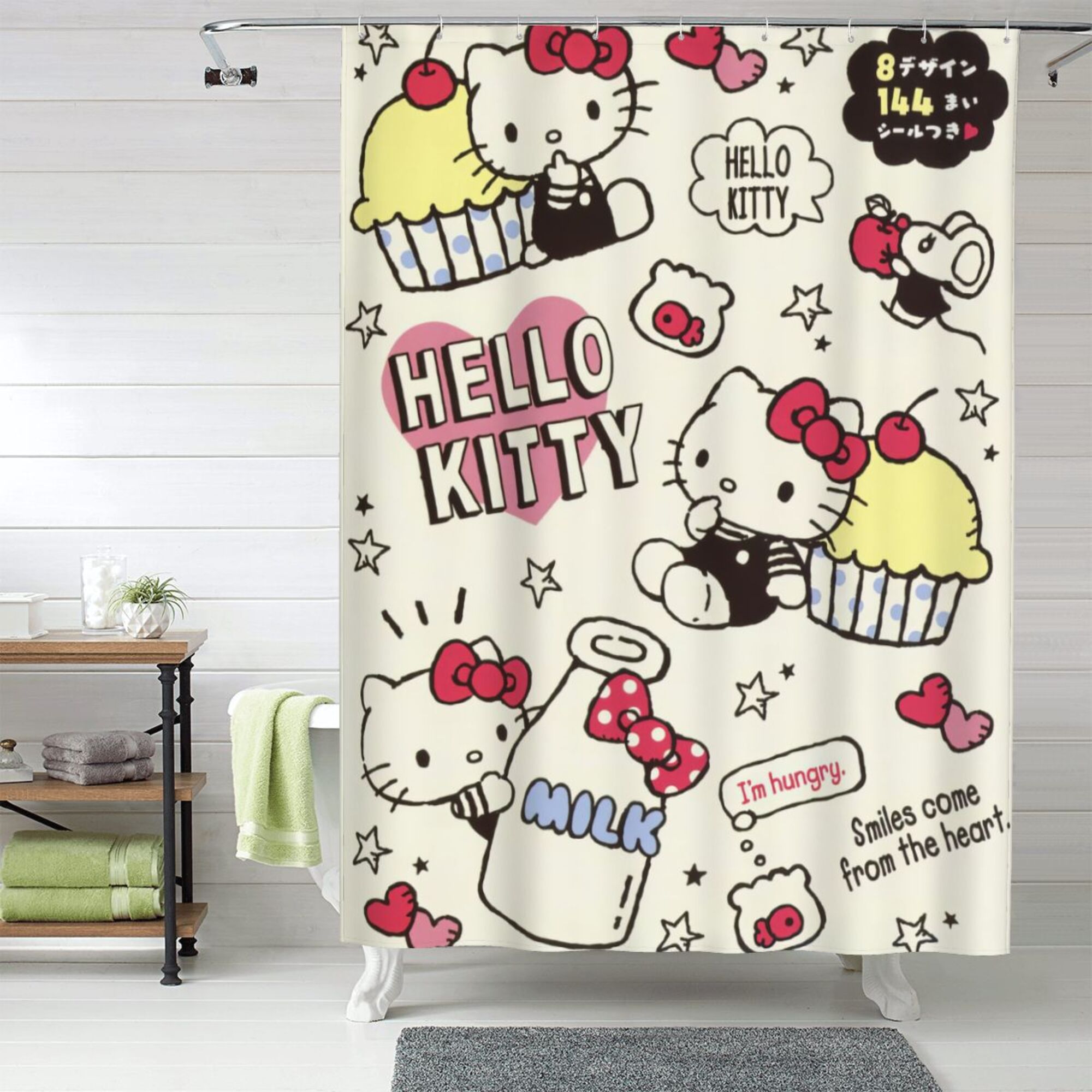 Hello Kitty Shower Curtain, 60 x 72 inch Waterproof Fabric Shower ...