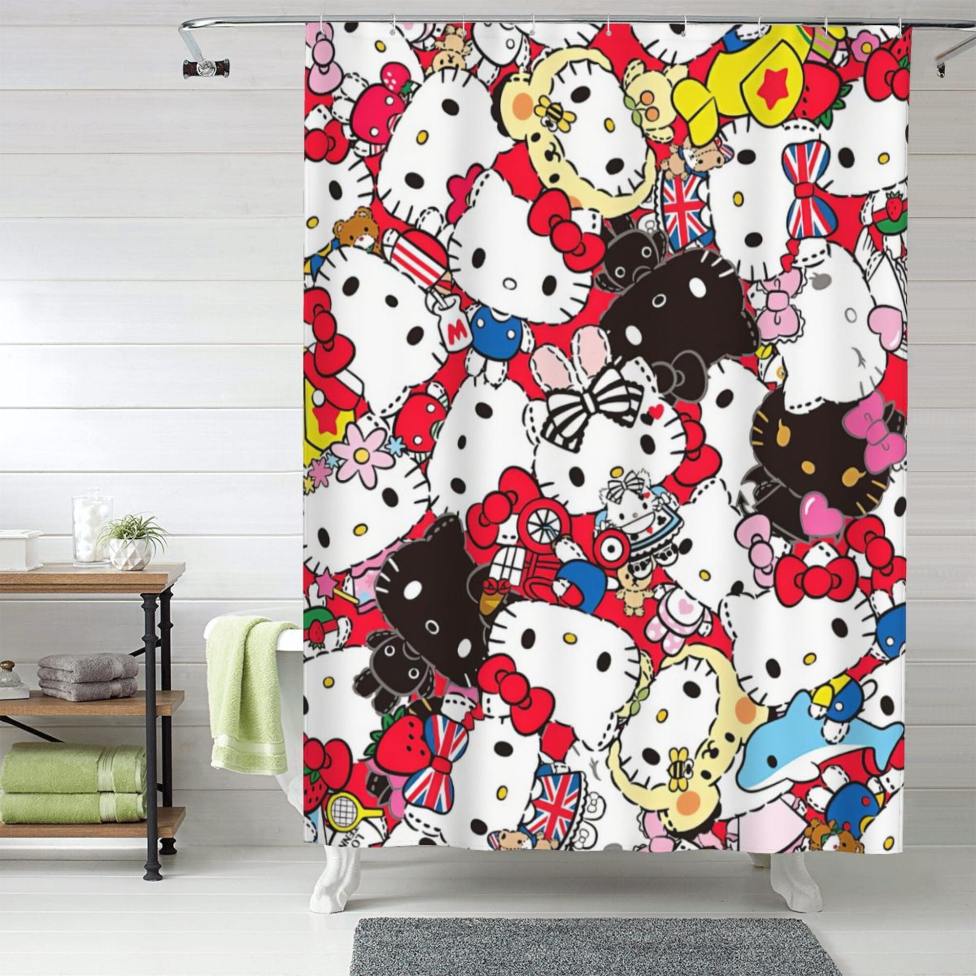 Hello Kitty Shower Curtain 60 X 72 Inch Waterproof Fabric Shower Curtains For Bathroom Cute