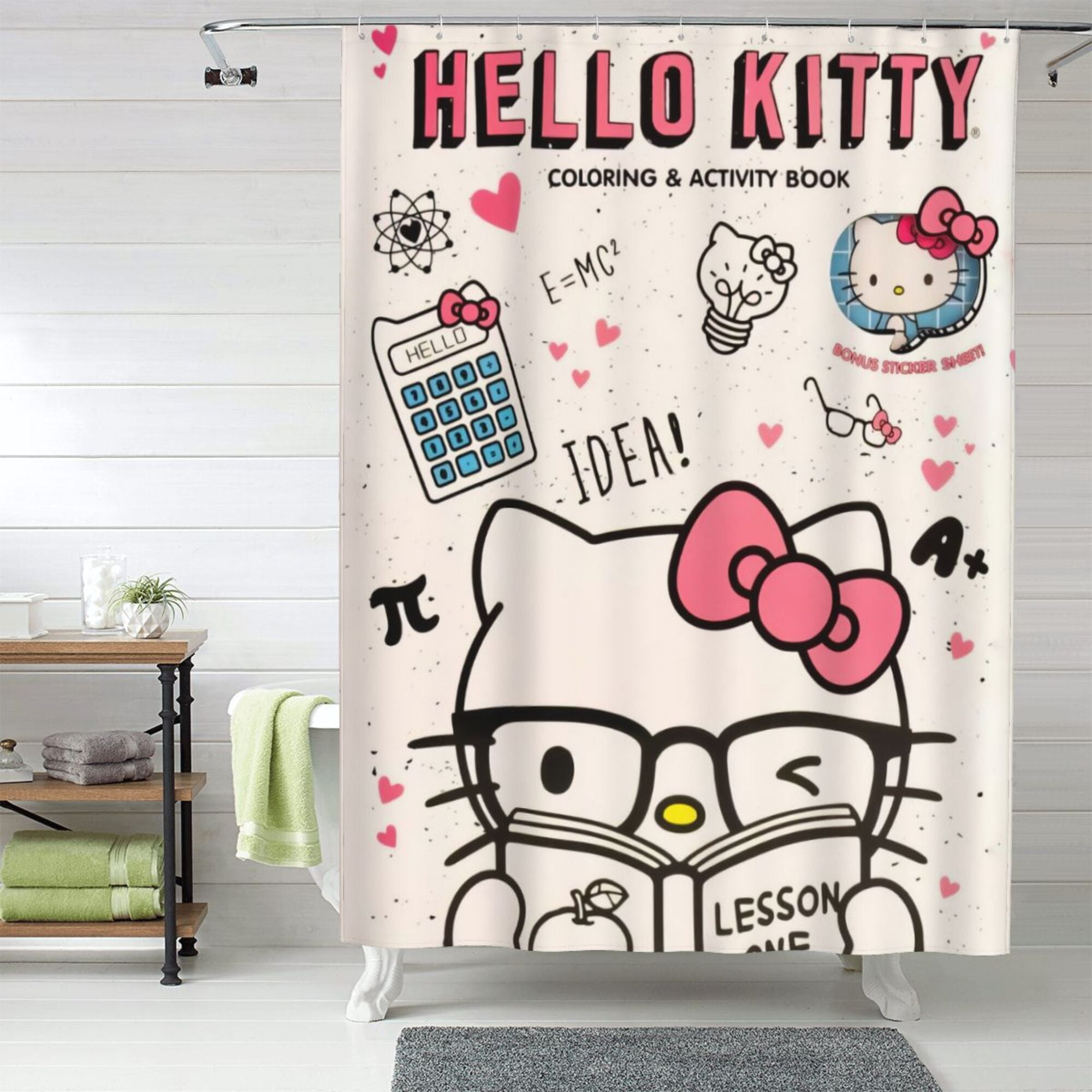 Hello Kitty Shower Curtain 60 X 72 Inch Waterproof Fabric Shower Curtains For Bathroom Cute