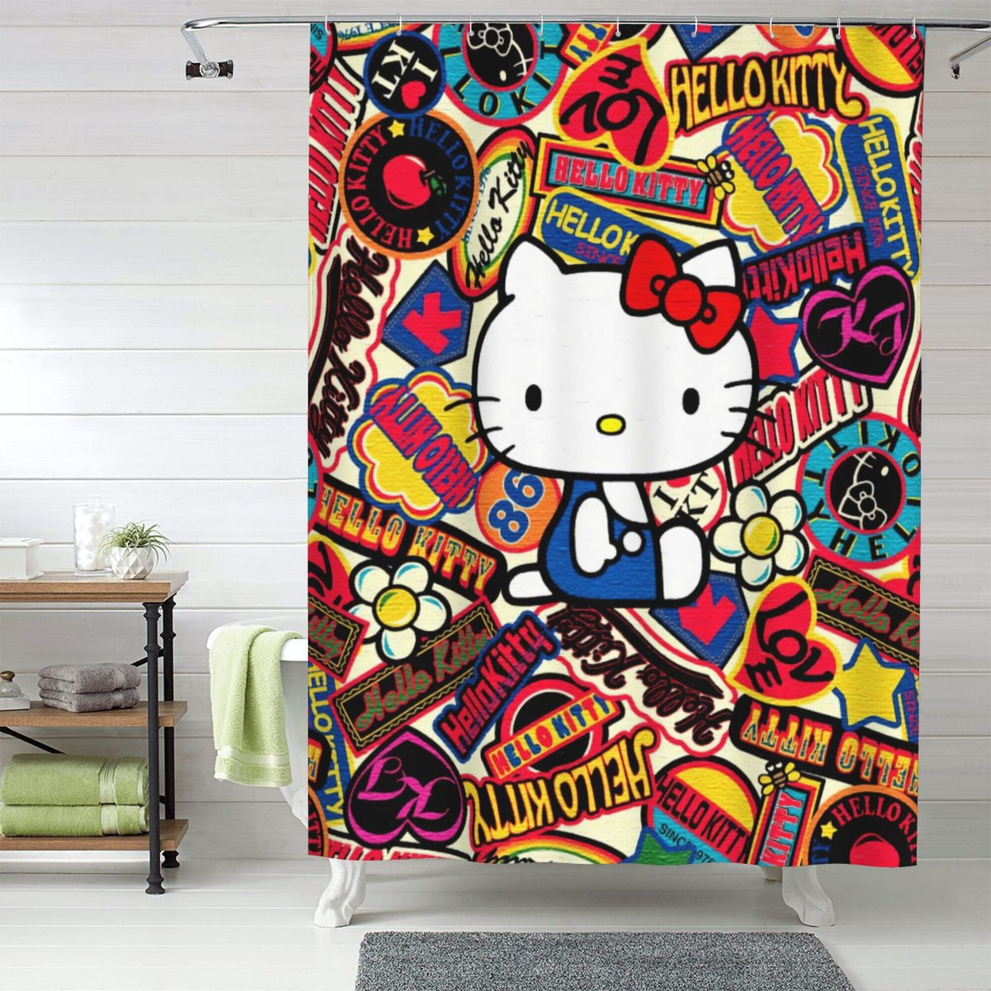 Hello Kitty Shower Curtain 60 X 72 Inch Waterproof Fabric Shower Curtains For Bathroom Cute