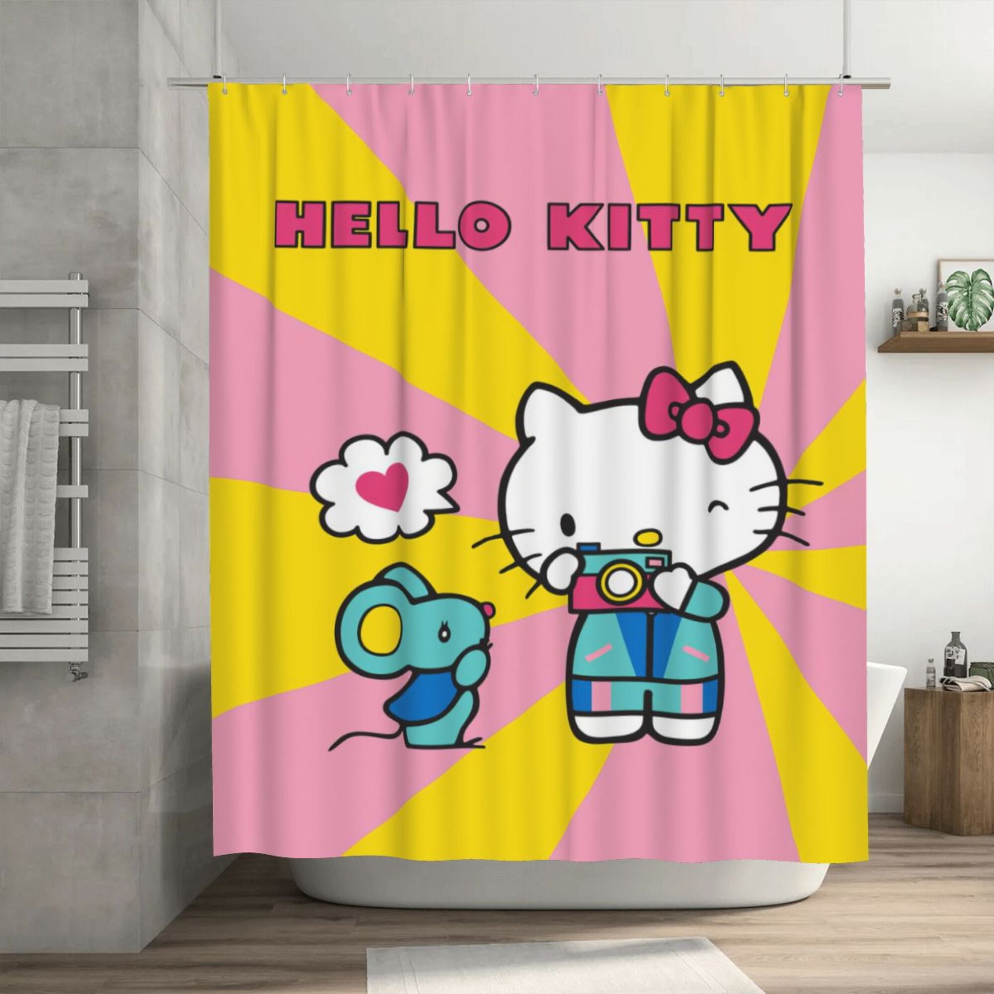 Hello Kitty Shower Curtain, 72 x 72 inch Waterproof Fabric Shower Curtains for Bathroom, Cute ...