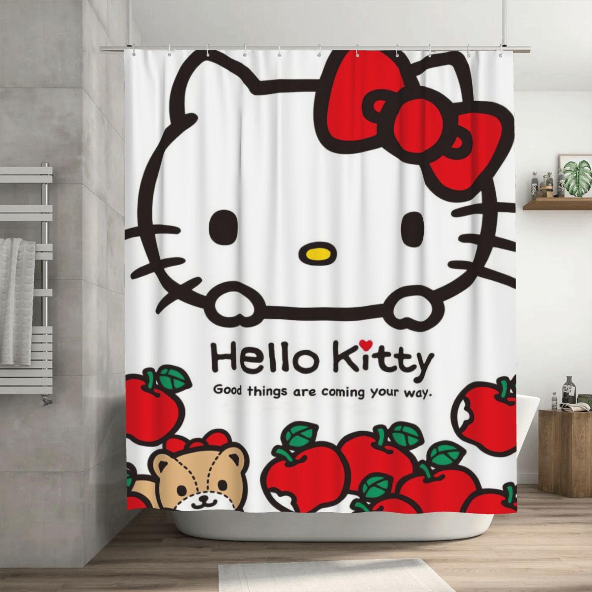 Hello Kitty Shower Curtain, 72 x 72 inch Waterproof Fabric Shower Curtains for Bathroom, Cute ...