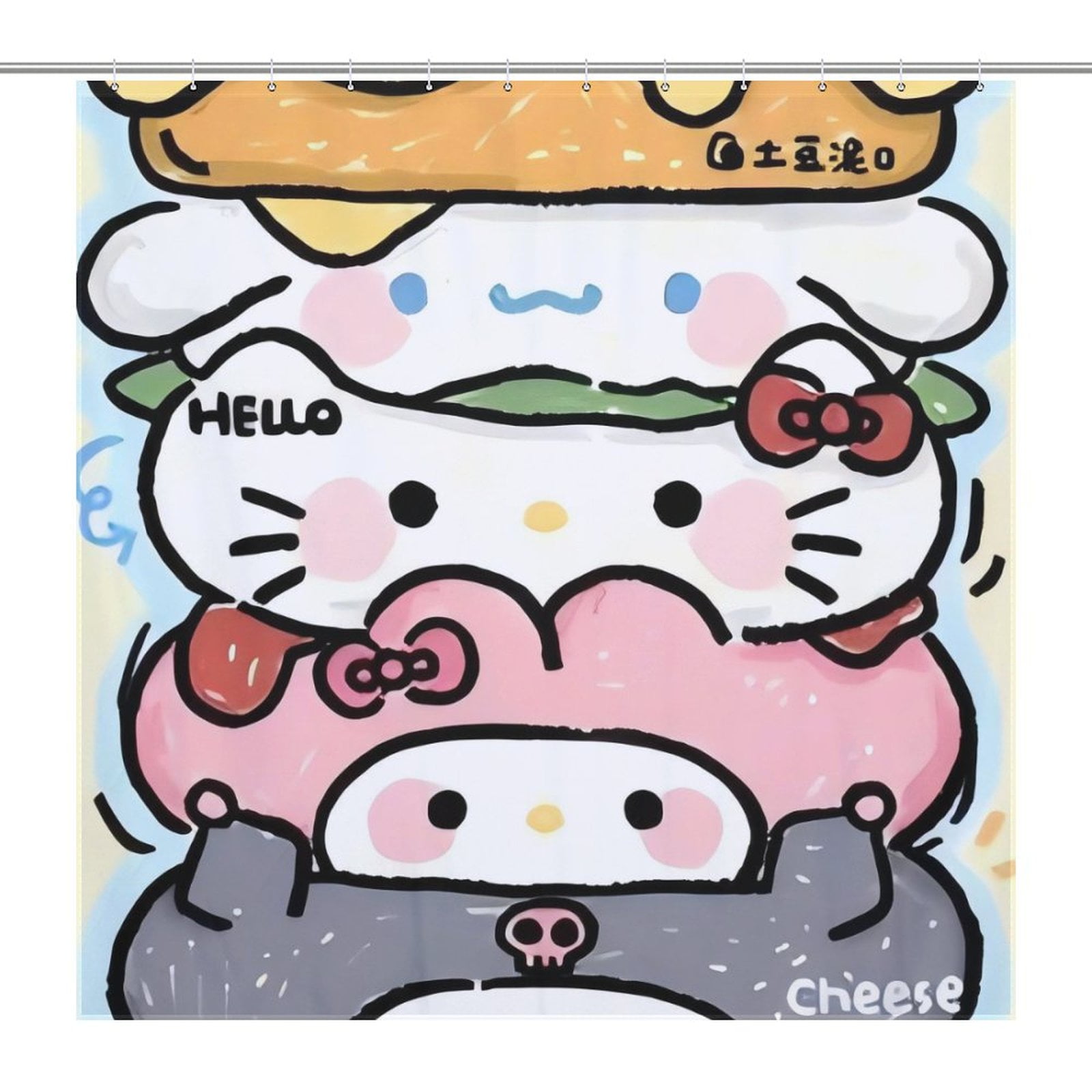 Hello Kitty Shower Curtain Cute Decor Indoor Hello Kitty Merch ...