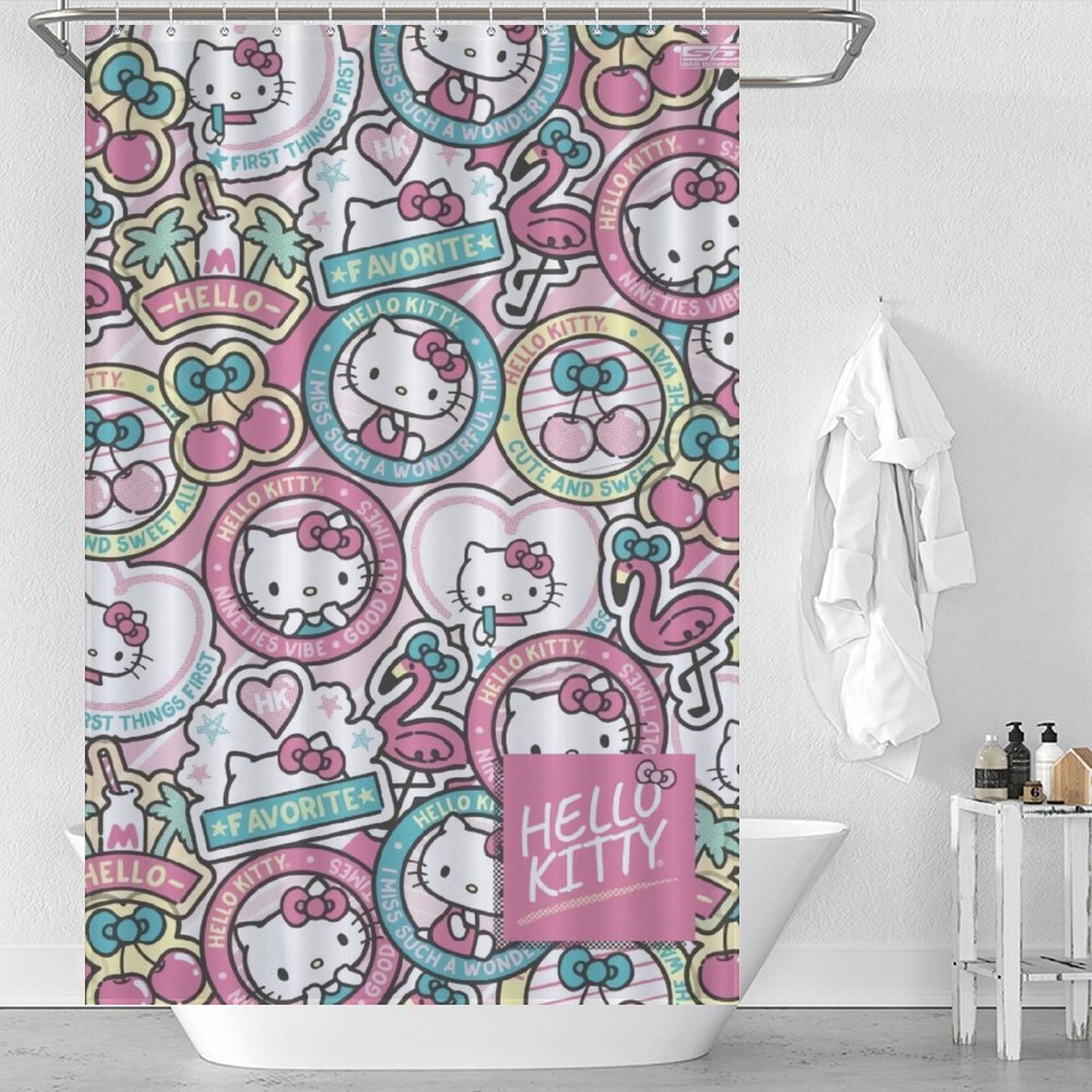 Hello Kitty Shower Curtain,Polyester Shower Curtain,Water-Resistant ...