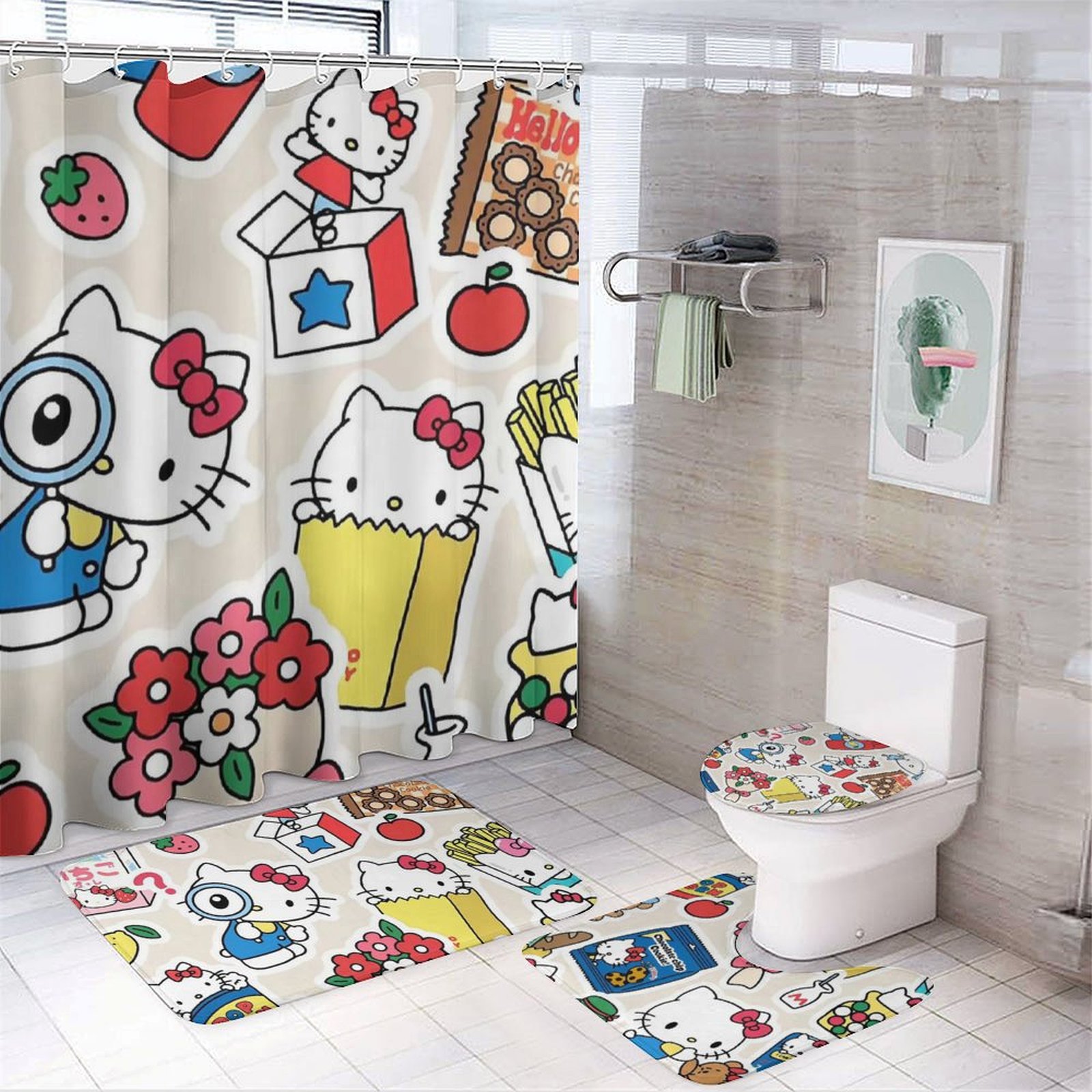 Hello Kitty Shower Curtain Sets Lovely Bathroom Sets with 72in Shower ...