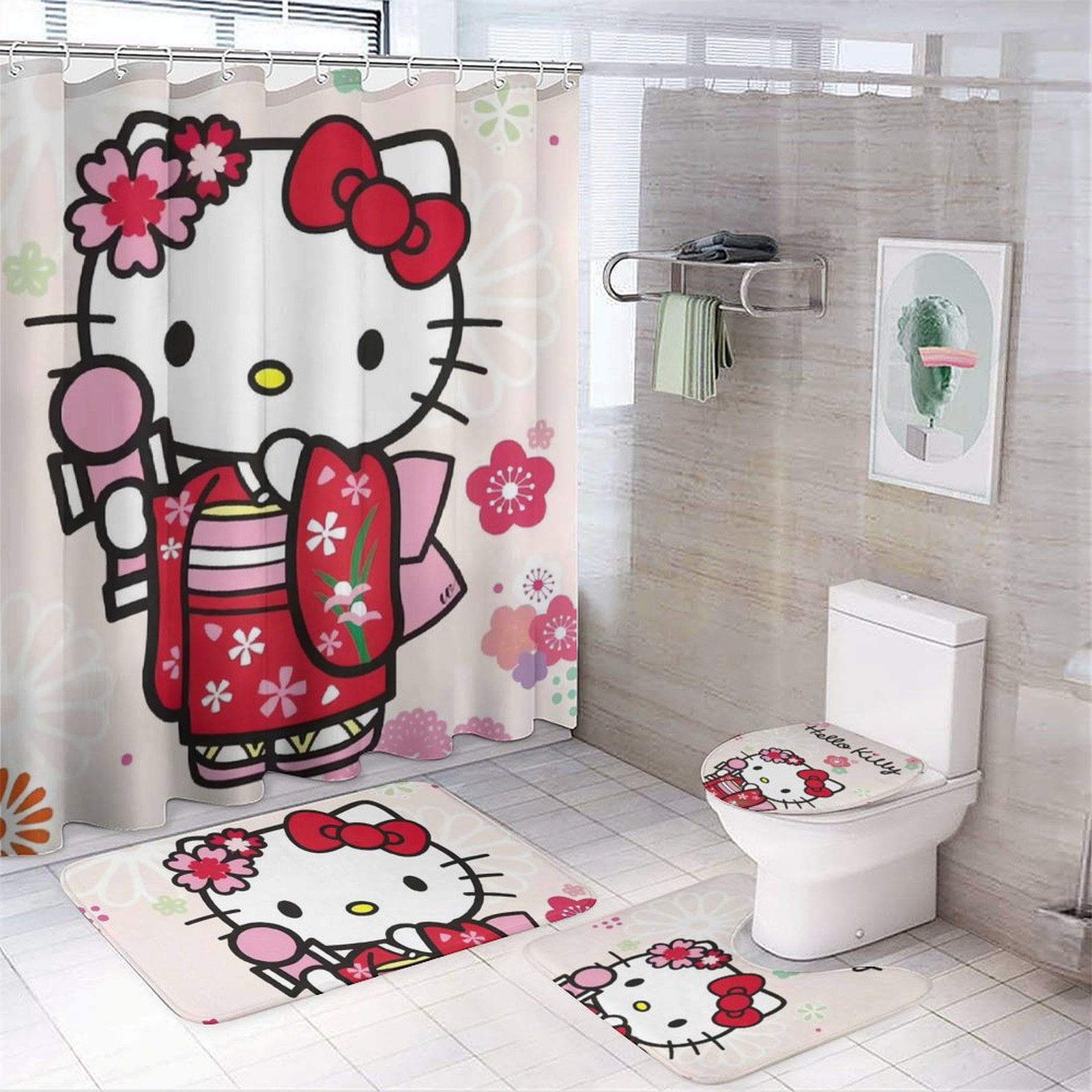 Hello Kitty Shower Curtain Sets Lovely Bathroom Sets with 72in Shower ...