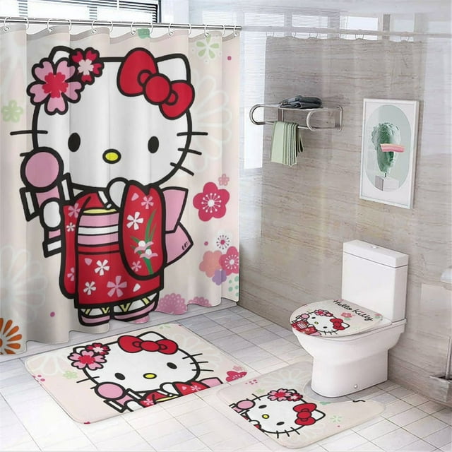 Hello Kitty Shower Curtain Sets Lovely Bathroom Sets with 72in Shower ...