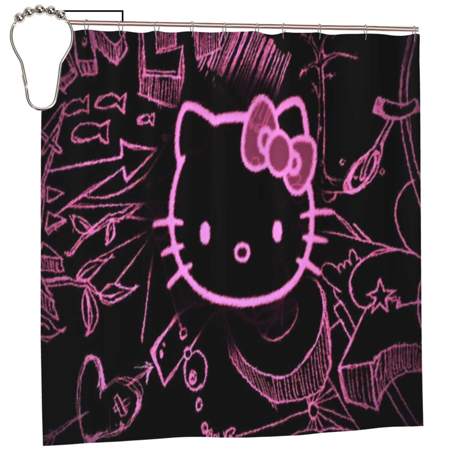 Hello Kitty Shower Curtain Waterproof Cartoon Anime Shower Curtains for ...