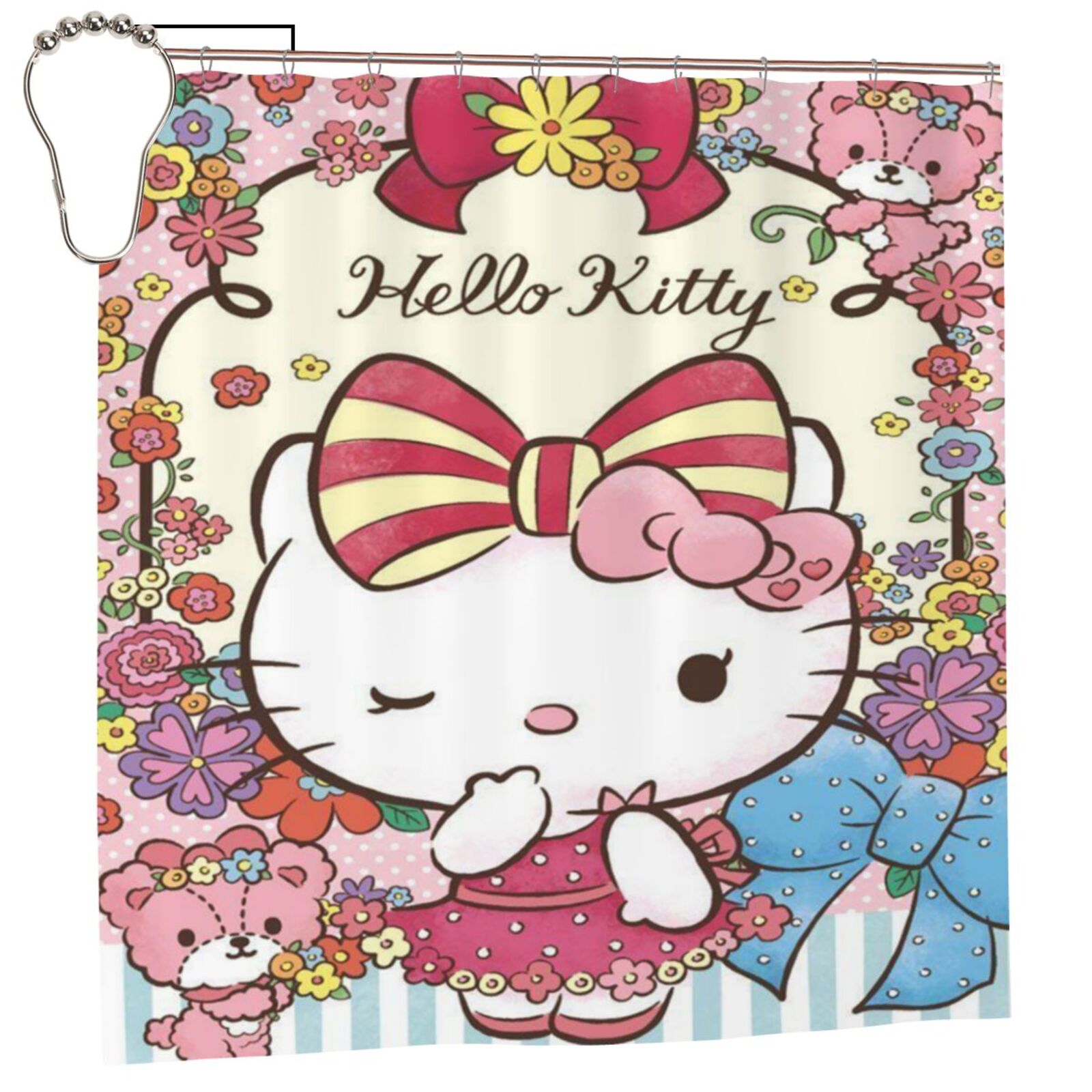 Hello Kitty Shower Curtain Waterproof Cartoon Anime Shower Curtains for ...