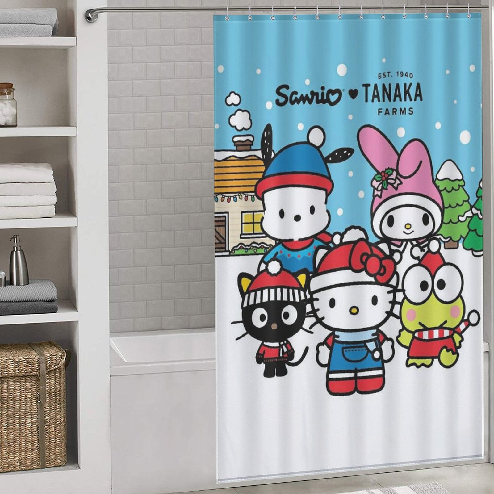 Hello Kitty Shower Curtains for Bathroom,Shower Curtain,Cartoon Bath Curtain with 12 Plastic ...